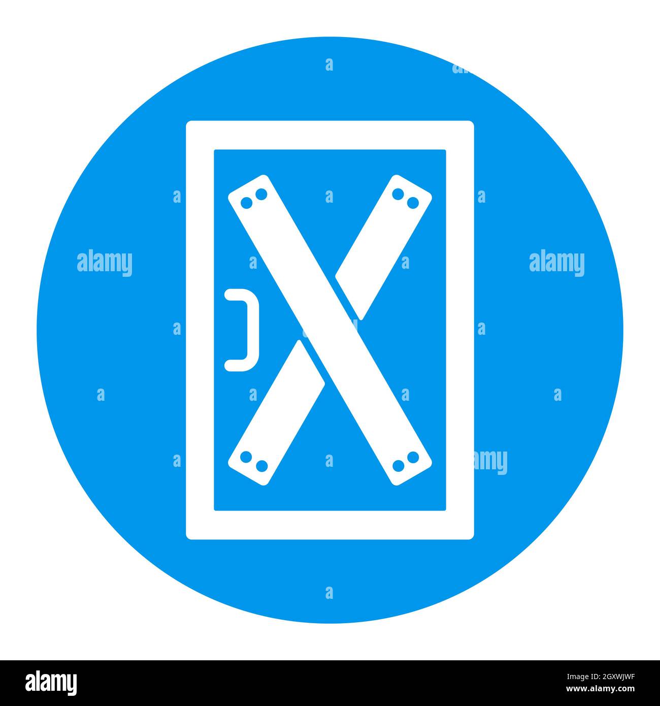 Boarded up door vector white glyph icon, installing boards on the door ...