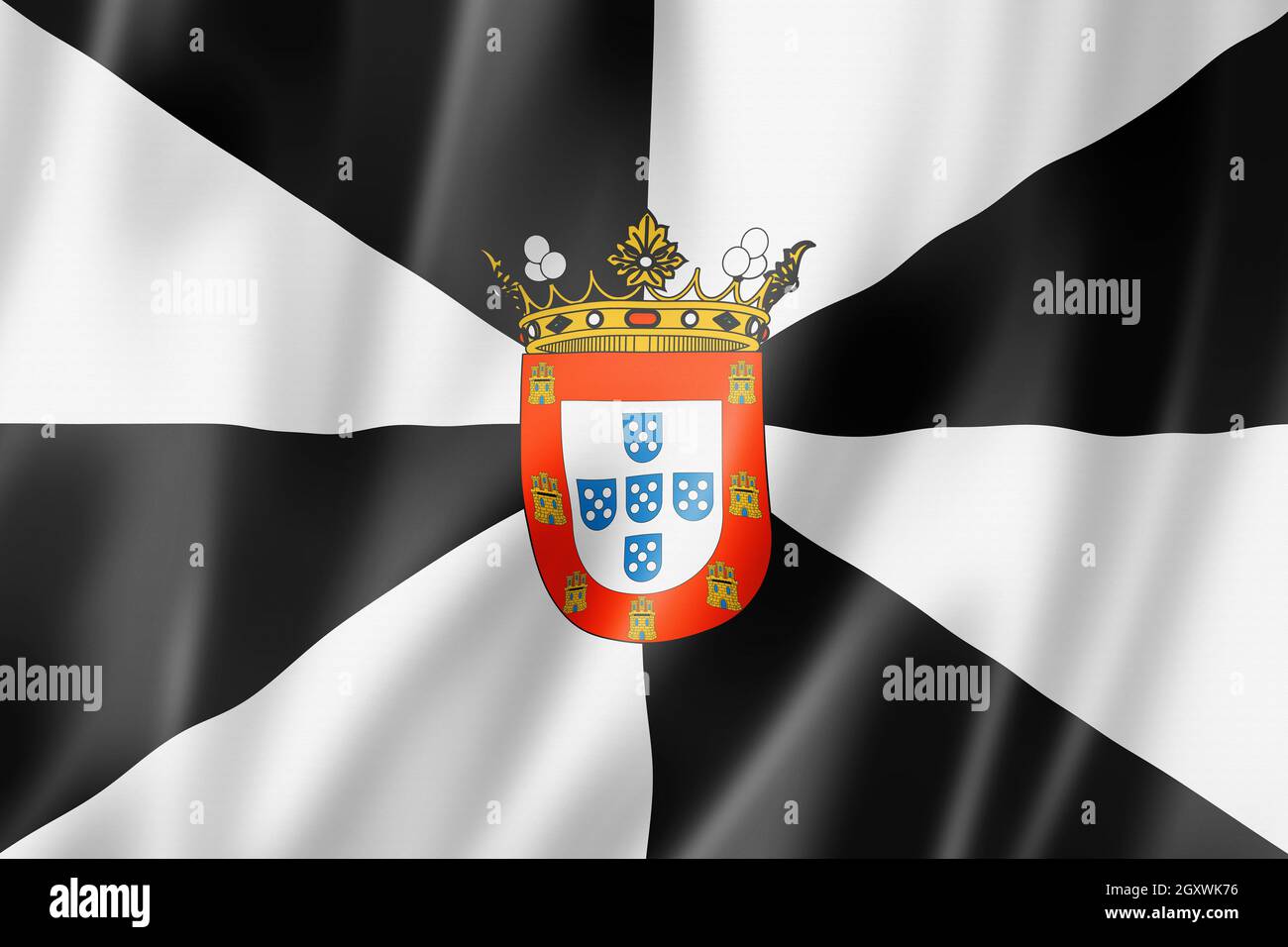 Ceuta province flag, Spain waving banner collection. 3D illustration ...