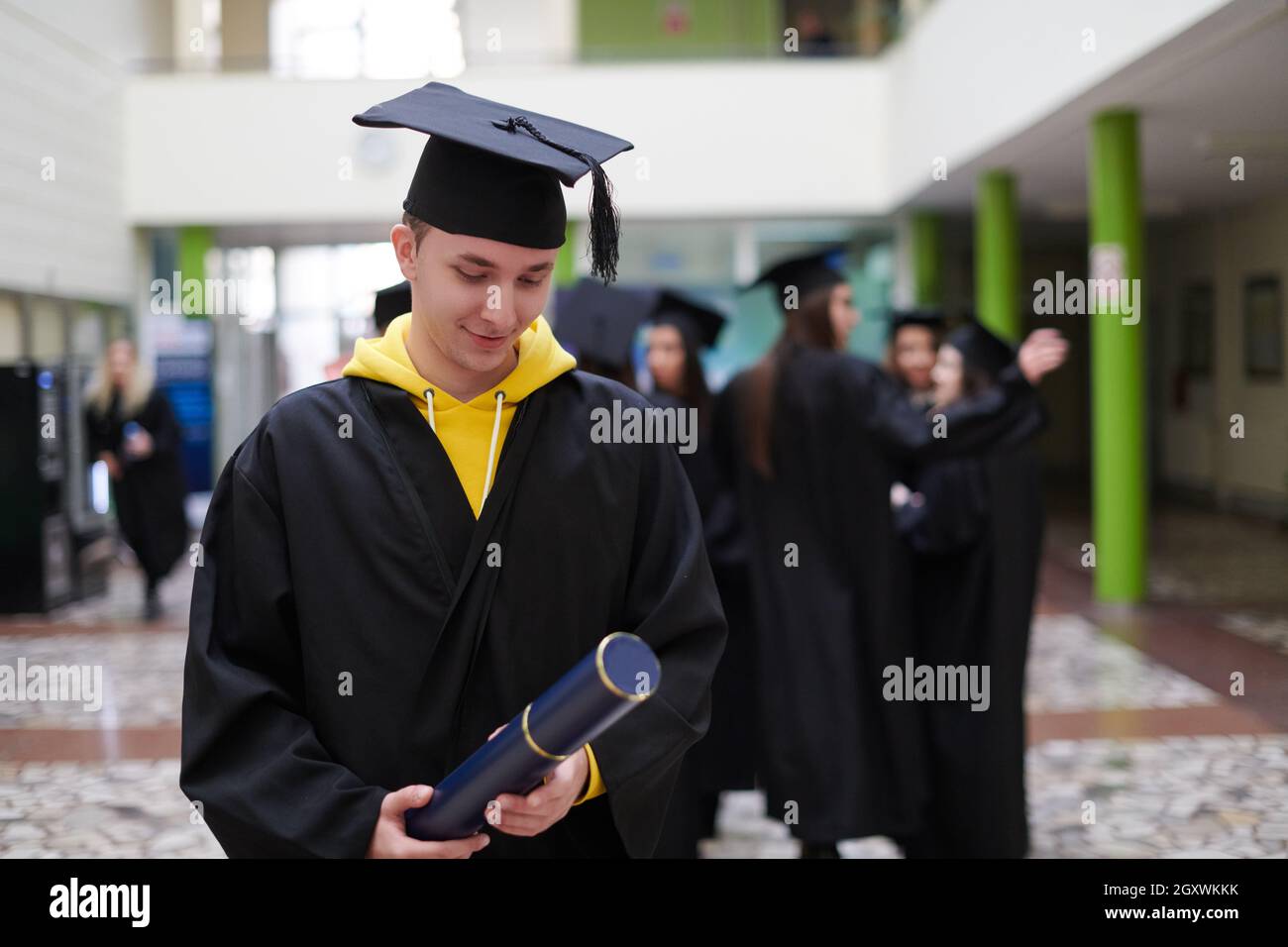 Happy man portrait on her graduation day University. Education and ...