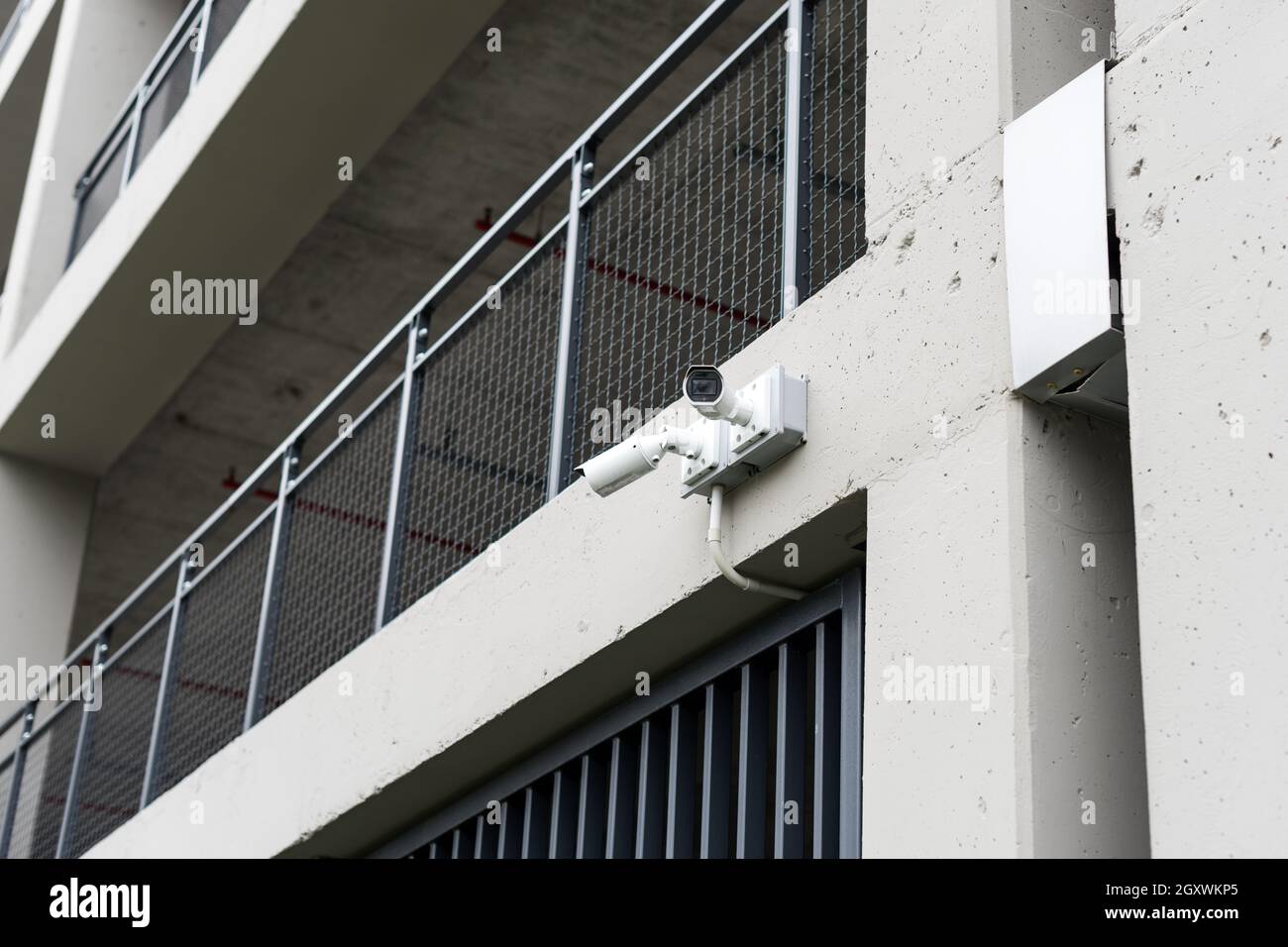 Security cameras on modern building. Professional surveillance camera ...