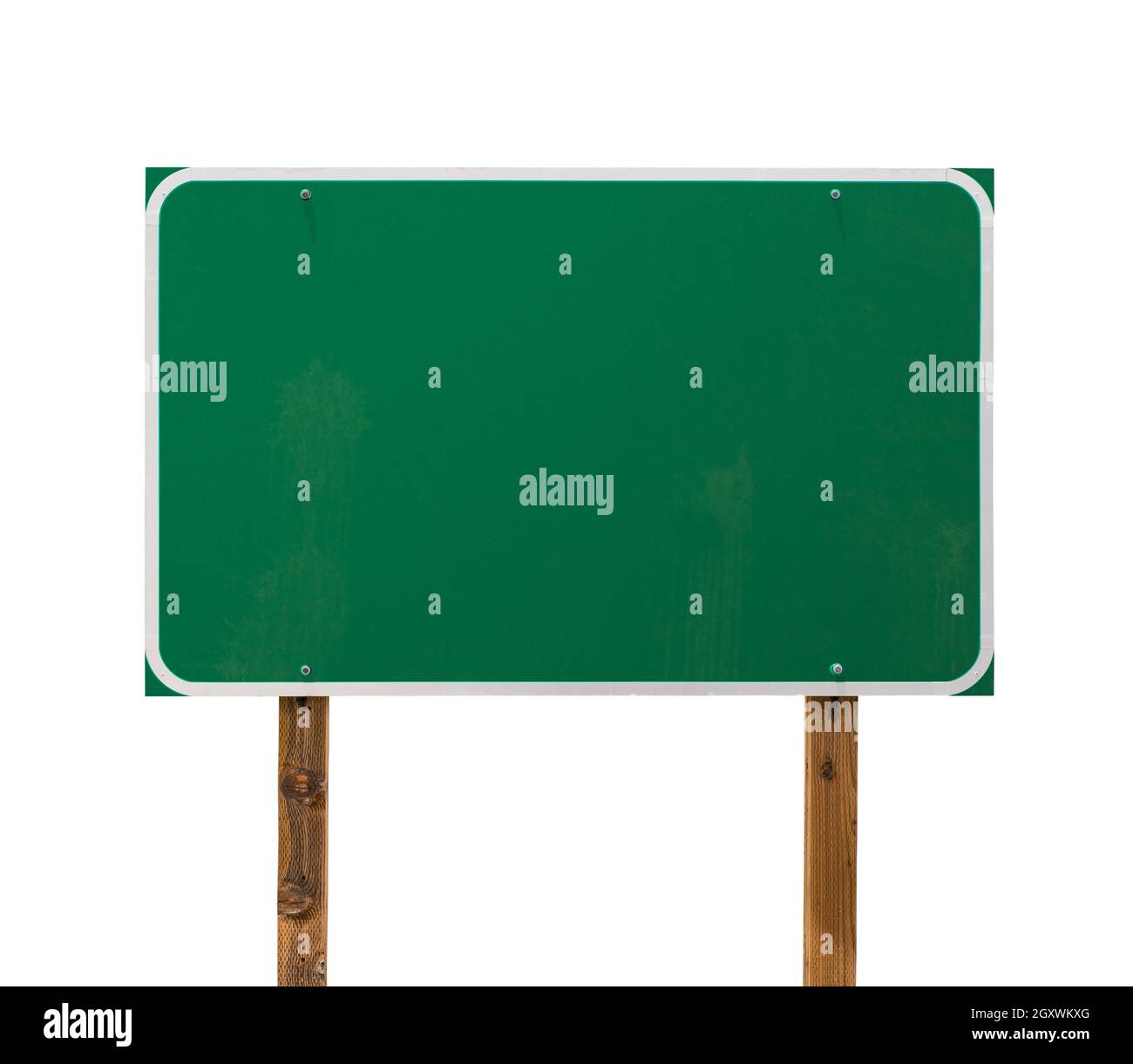 Blank Green Road Sign with Wooden Posts Isolated on a White Background ...