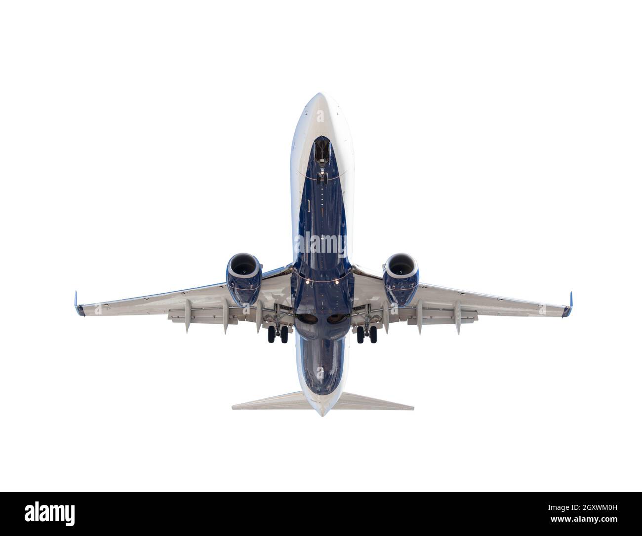 Bottom of Passenger Airplane Isolated on a White Background Stock Photo ...