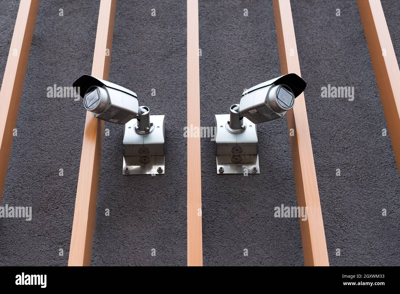 Security cameras on modern building. Professional surveillance camera ...