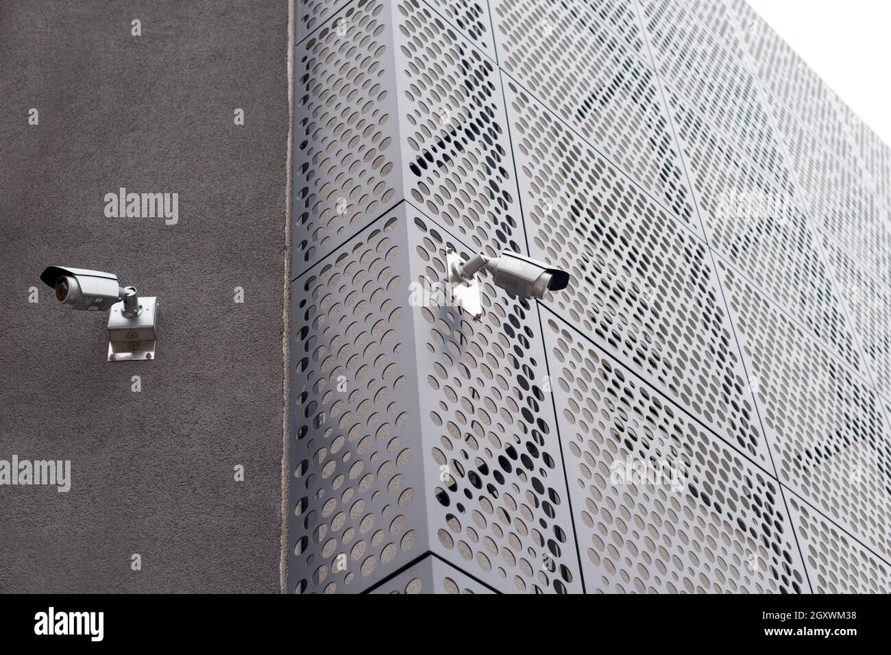 Security cameras on modern building. Professional surveillance camera ...