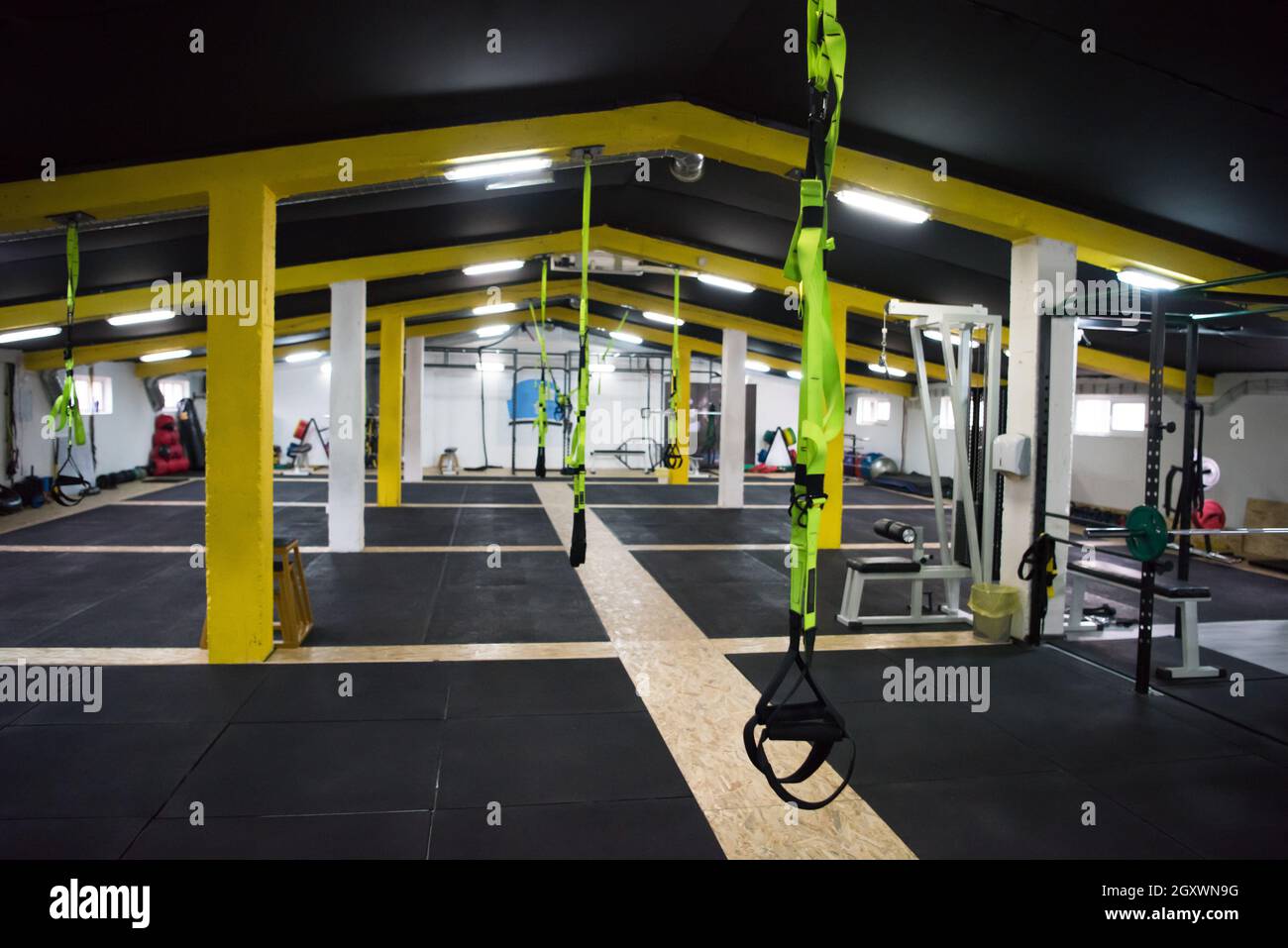 big empty interior of the Cross fitness gym Stock Photo - Alamy