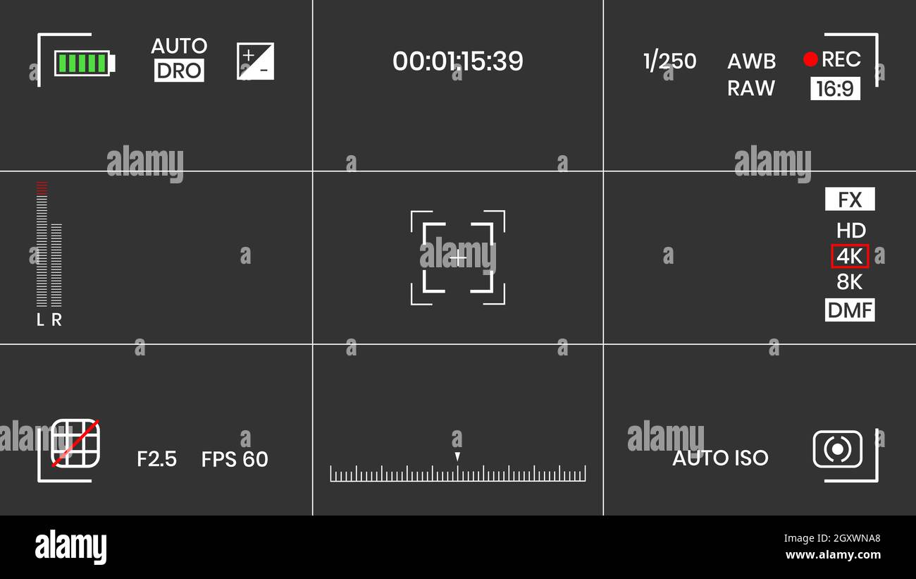 Camera viewfinder video or photo frame recorder flat style design ...