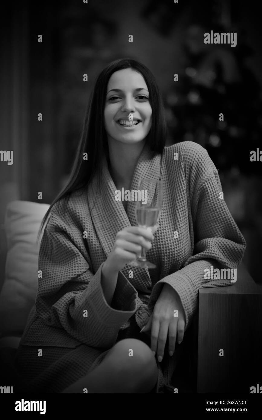 People And Relaxation Concept Beautiful Young Woman In Bath Robe