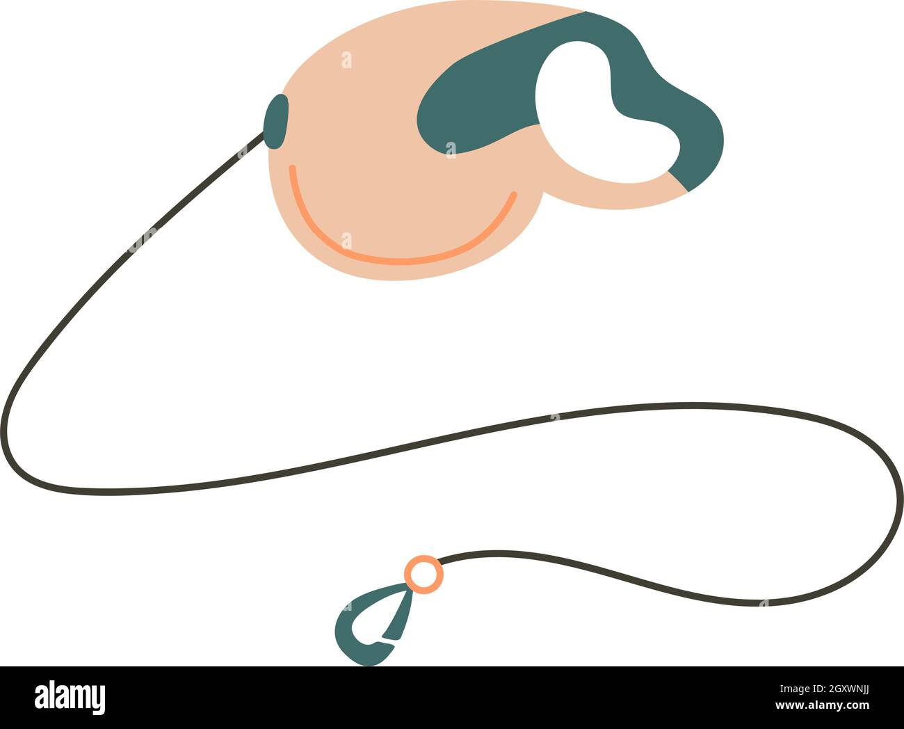 Vector illustration retractable dog leash. Object isolated on white ...