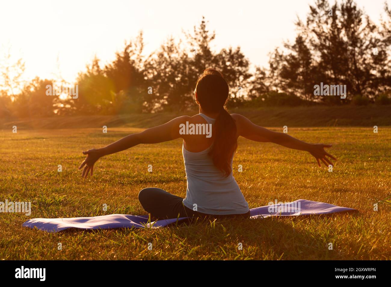 Concept of healthy lifestyle and relaxation-close up back view of ...