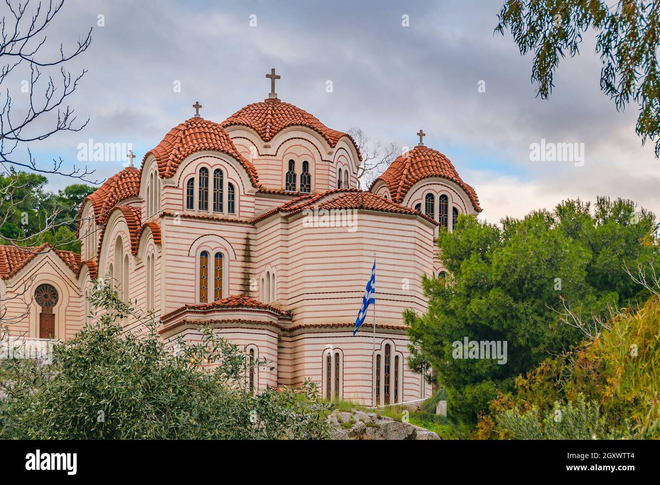 Exterior view byzantine style church, athens, greece Stock Photo - Alamy