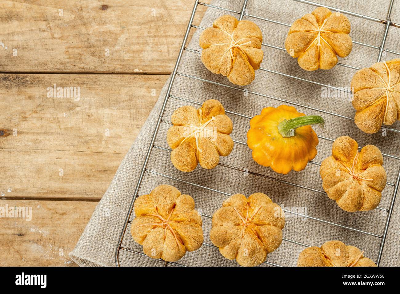 Pumpkin buns or biscuits, traditional fall baked goods. Seasonal ...