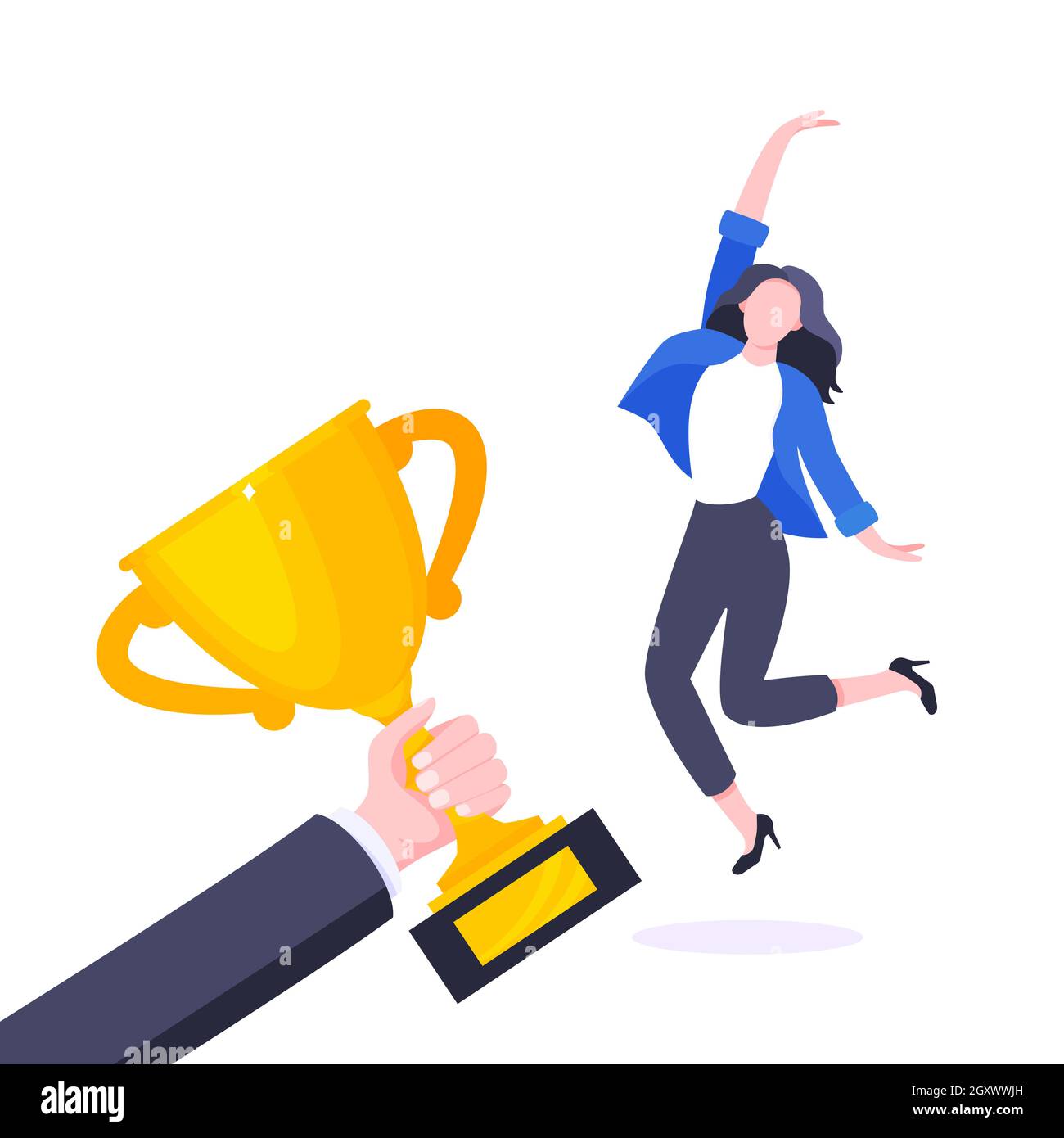 Happy business employee award winner ceremony flat style design vector ...