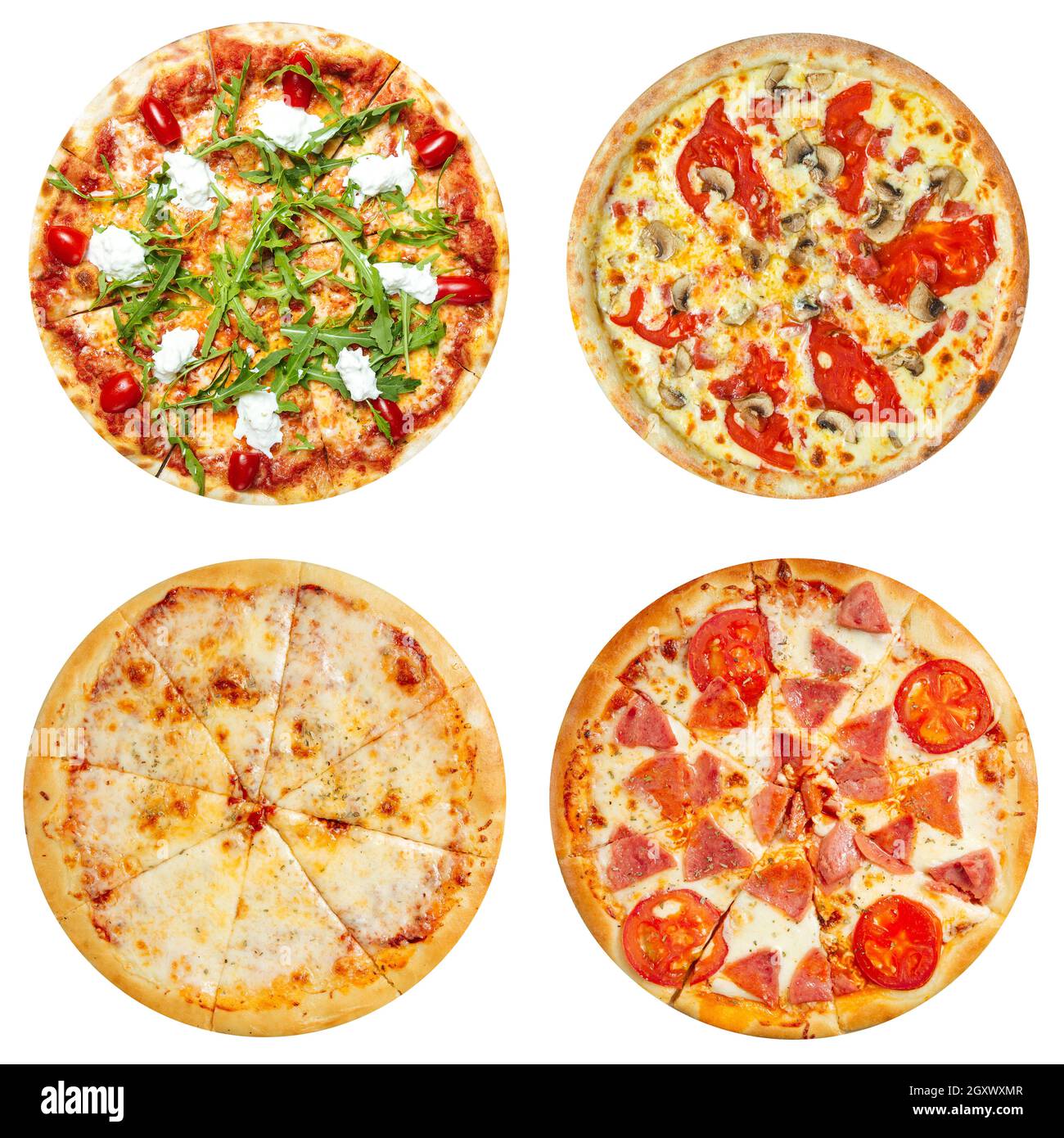 Different types delicious pizza Cut Out Stock Images & Pictures - Alamy