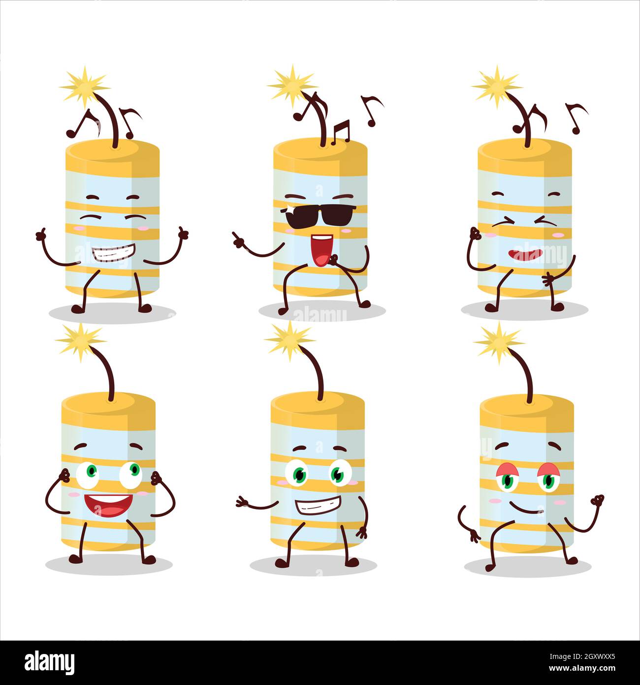 An image of yellow firecracker dancer cartoon character enjoying the ...