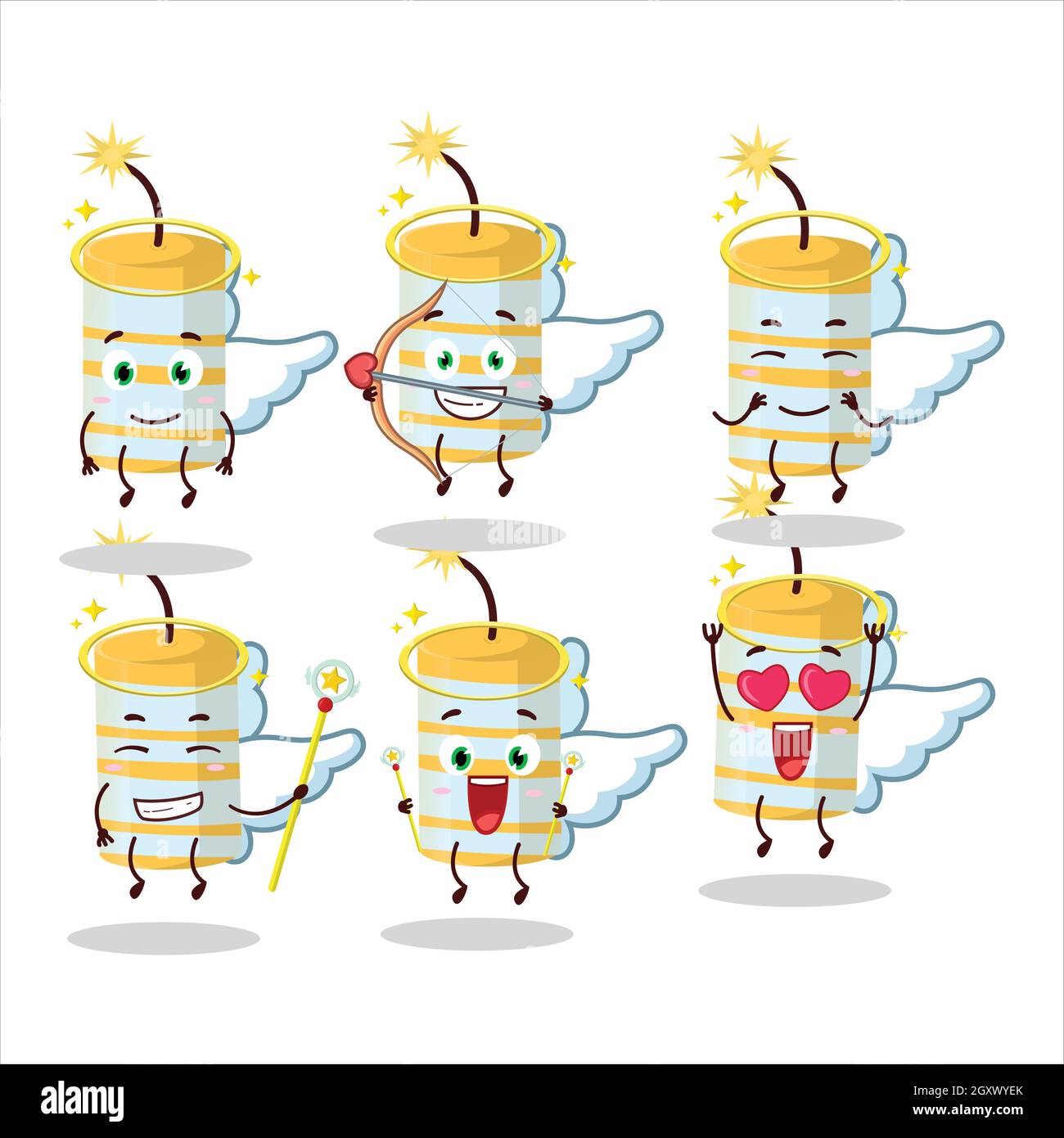 Yellow firecracker cartoon designs as a cute angel character. Vector ...