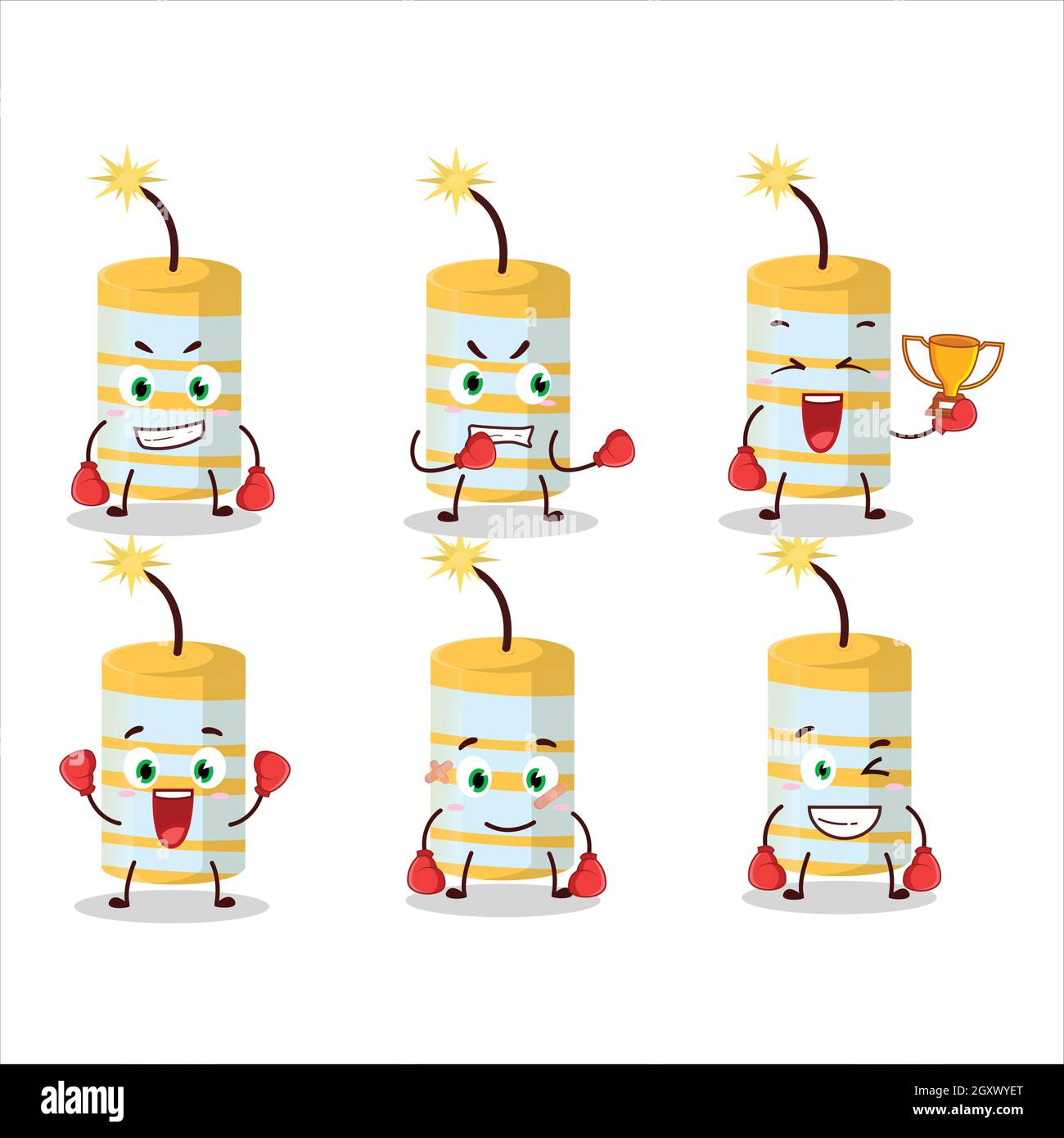 A sporty yellow firecracker boxing athlete cartoon mascot design ...