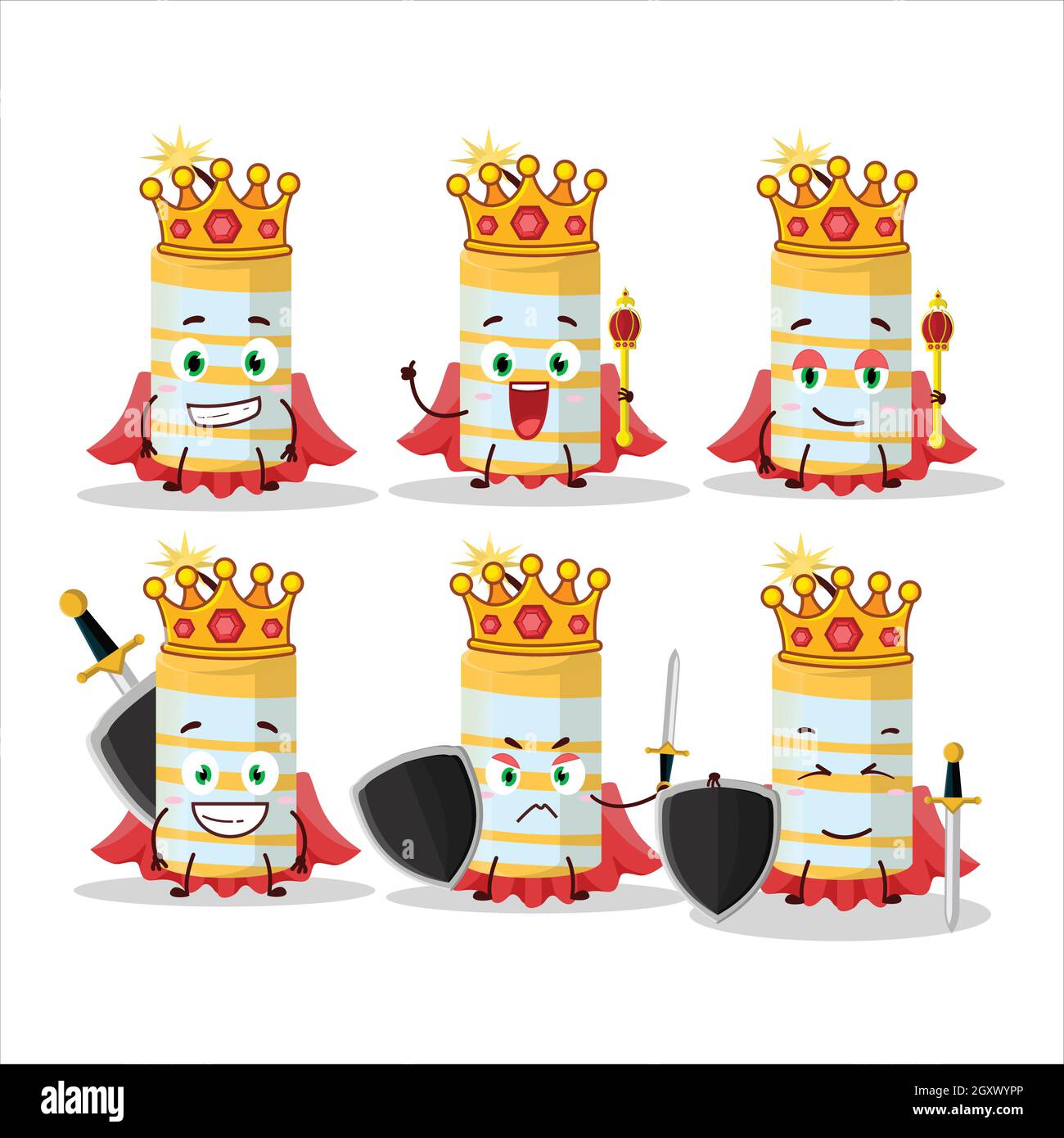 A Charismatic King yellow firecracker cartoon character wearing a gold ...
