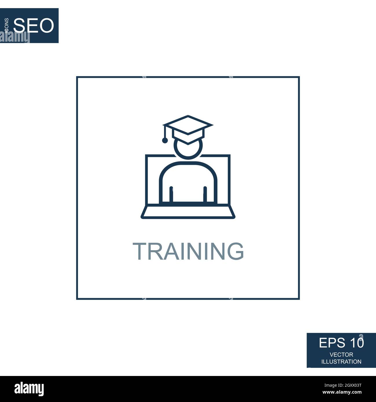 Abstract business icons, SEO educational training - Vector illustration ...