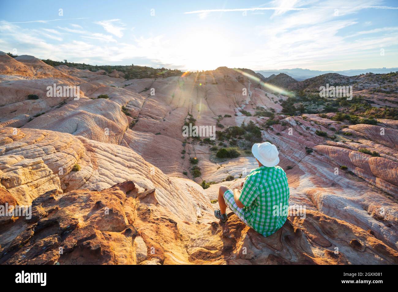 Hike in the Utah mountains. Hiking in unusual natural landscapes ...