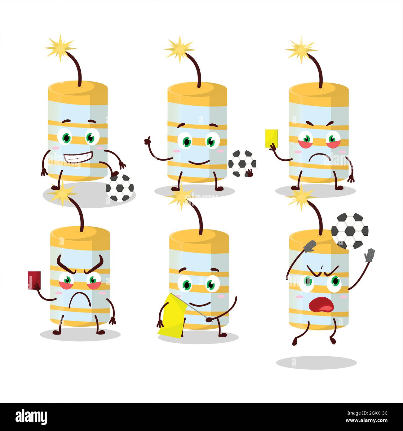 Yellow firecracker cartoon character working as a Football referee ...