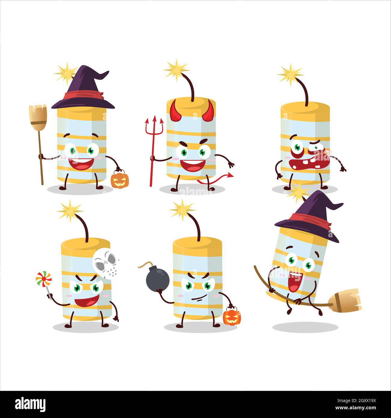 Halloween expression emoticons with cartoon character of yellow ...