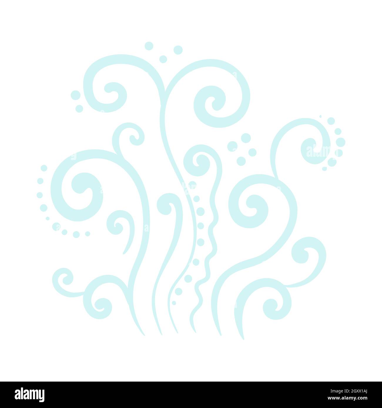 Abstract blue smoke element. Hand drawn, sketch style, blue color ...
