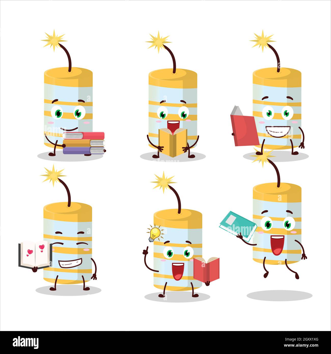 A picture of yellow firecracker cartoon character concept reading an ...
