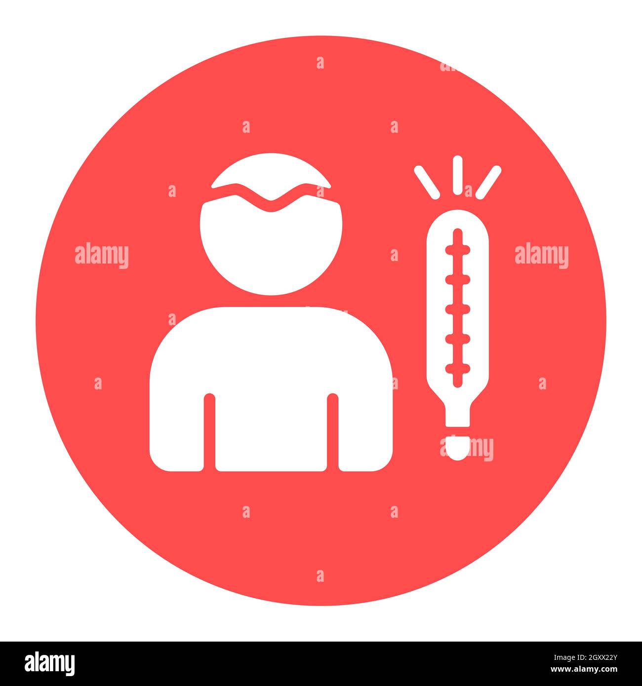 Fever High temperature vector white glyph icon. Covid sign. Graph ...