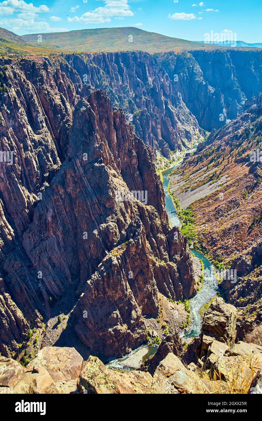View of gorge with river and rocky cliffs Stock Photo - Alamy