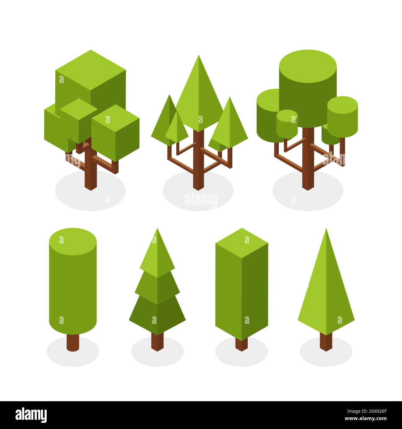 Isometric type of trees set Vector illustration Stock Vector Image ...