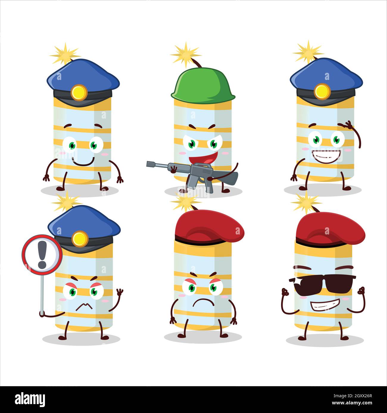 A dedicated Police officer of yellow firecracker mascot design style ...