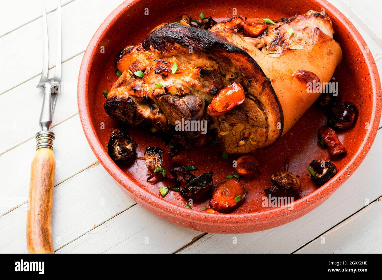 German cuisine meat dish of pork leg and pork knuckle.Eisbein or ...