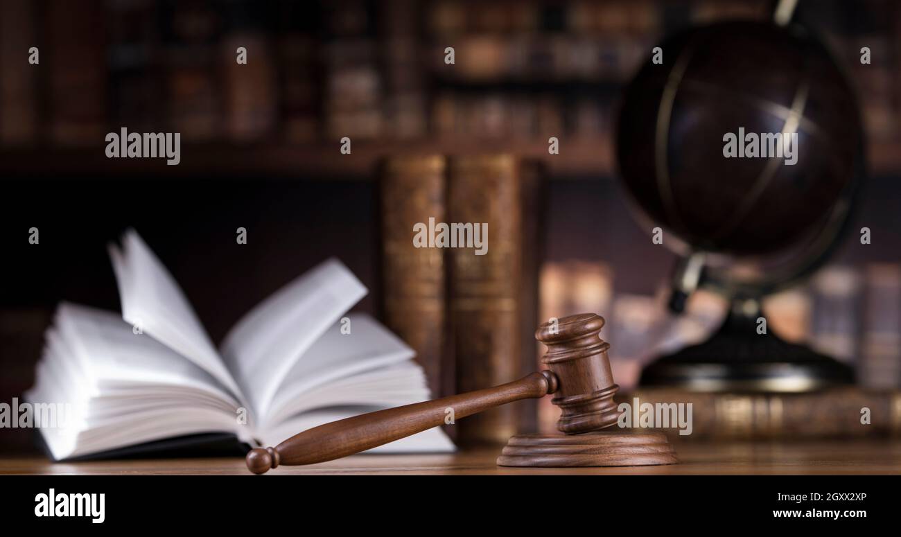 Mallet, legal code and statue of justice, Law concept Stock Photo - Alamy