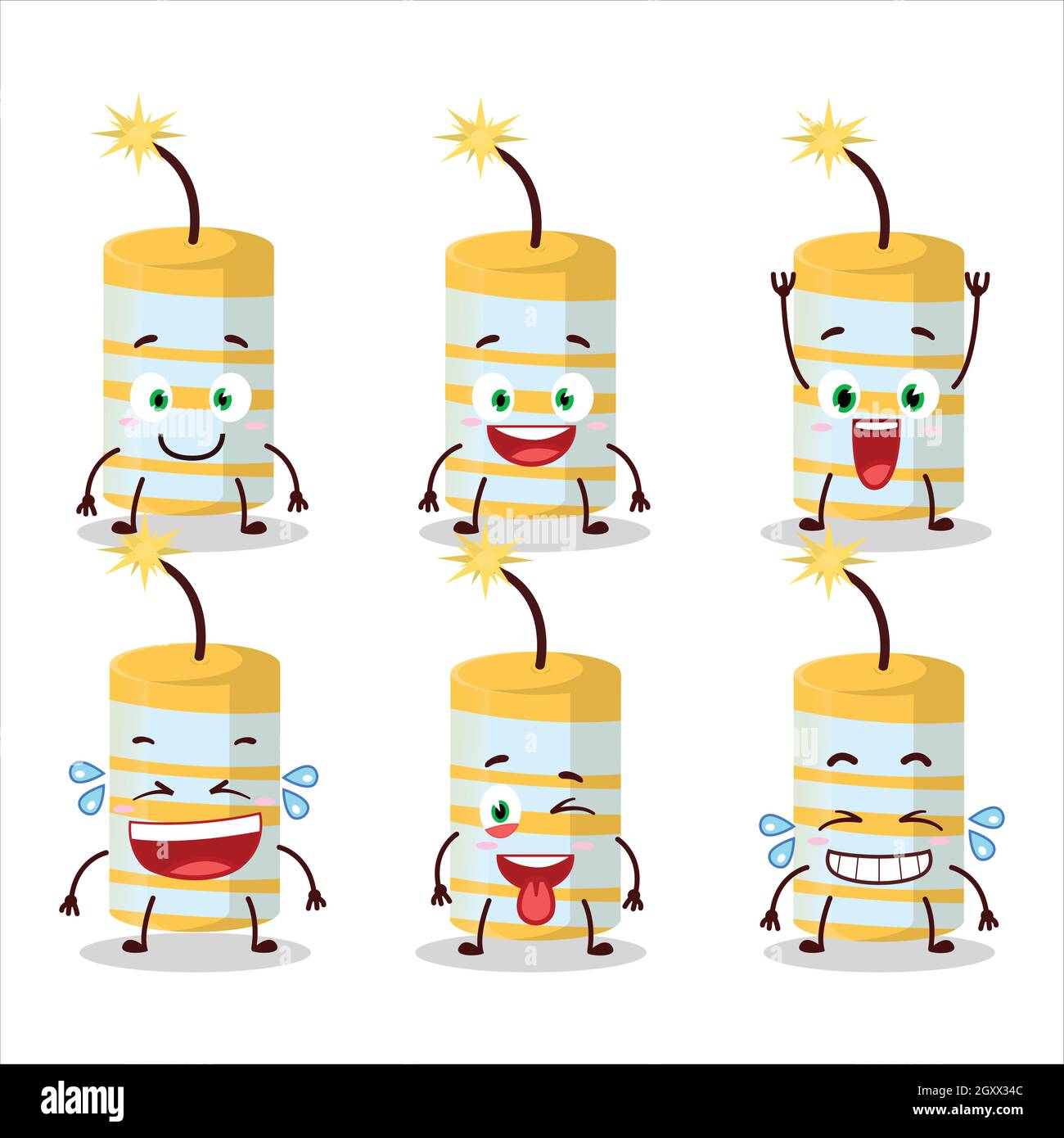 Cartoon character of yellow firecracker with smile expression. Vector ...