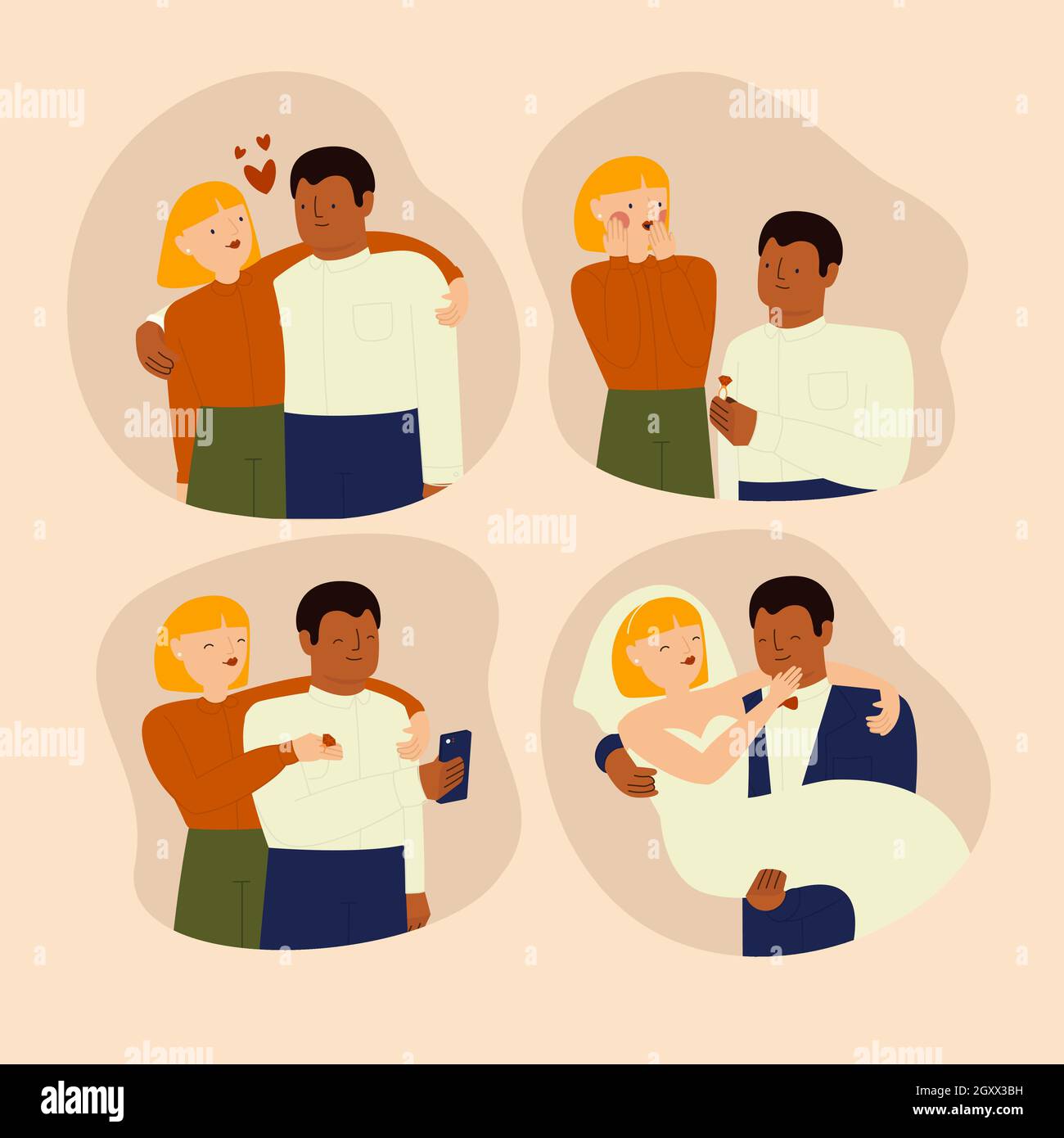 Couple getting married set Vector illustration Stock Vector Image & Art ...