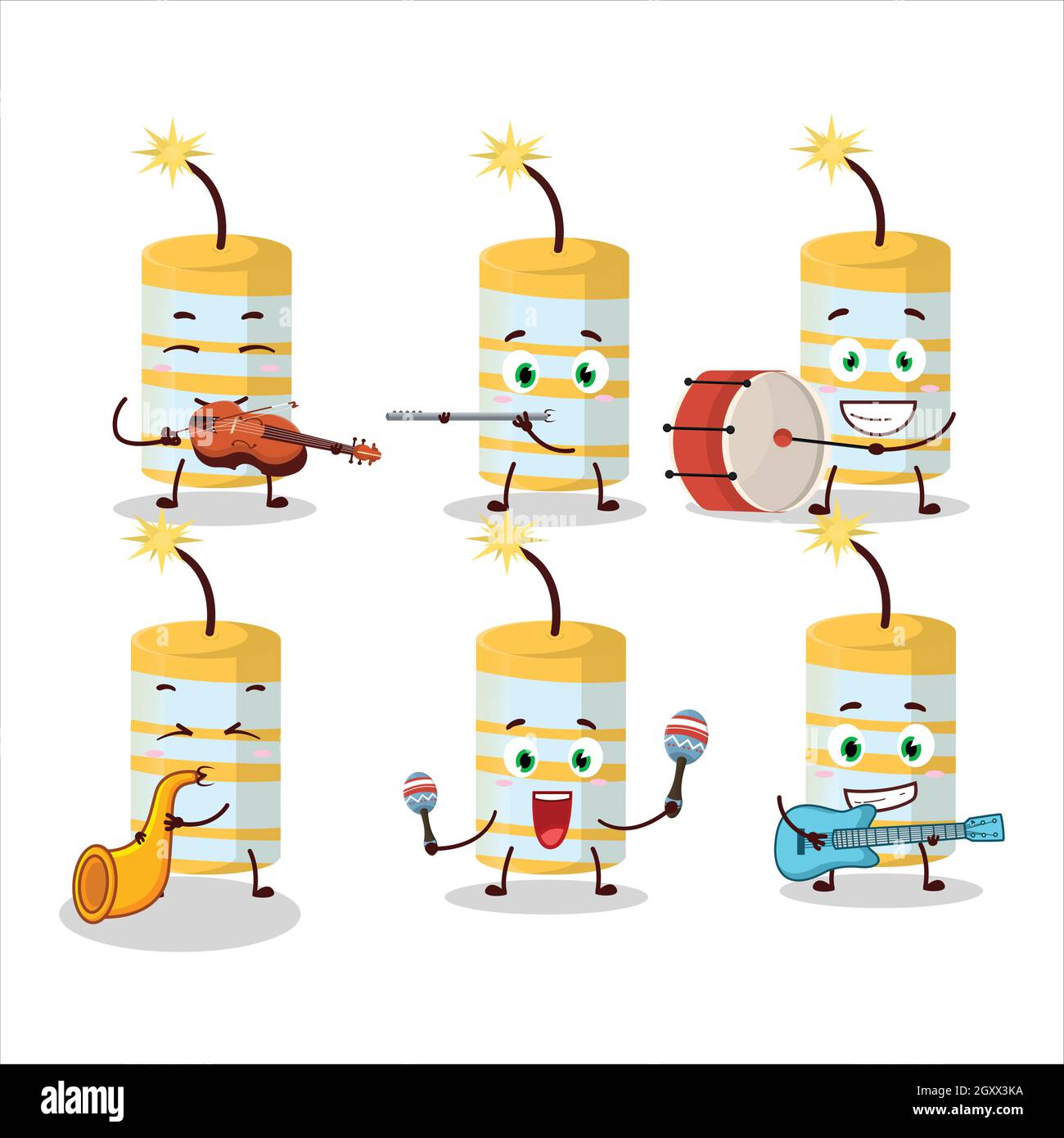 Cartoon character of yellow firecracker playing some musical ...