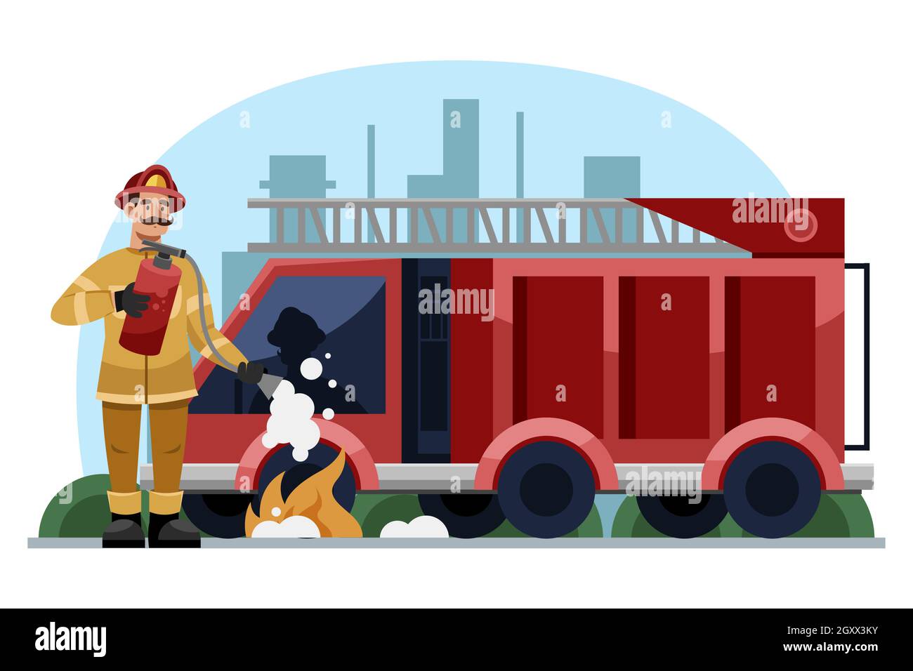 Firefighters Putting Out Fires Clip Art