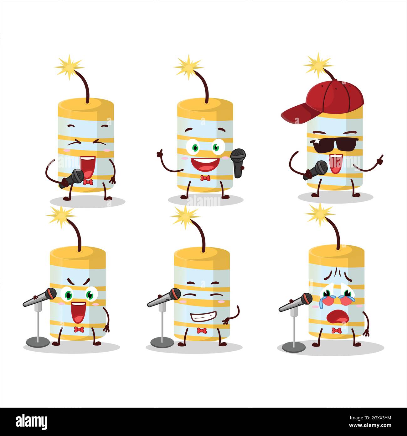A Cute Cartoon design concept of yellow firecracker singing a famous ...