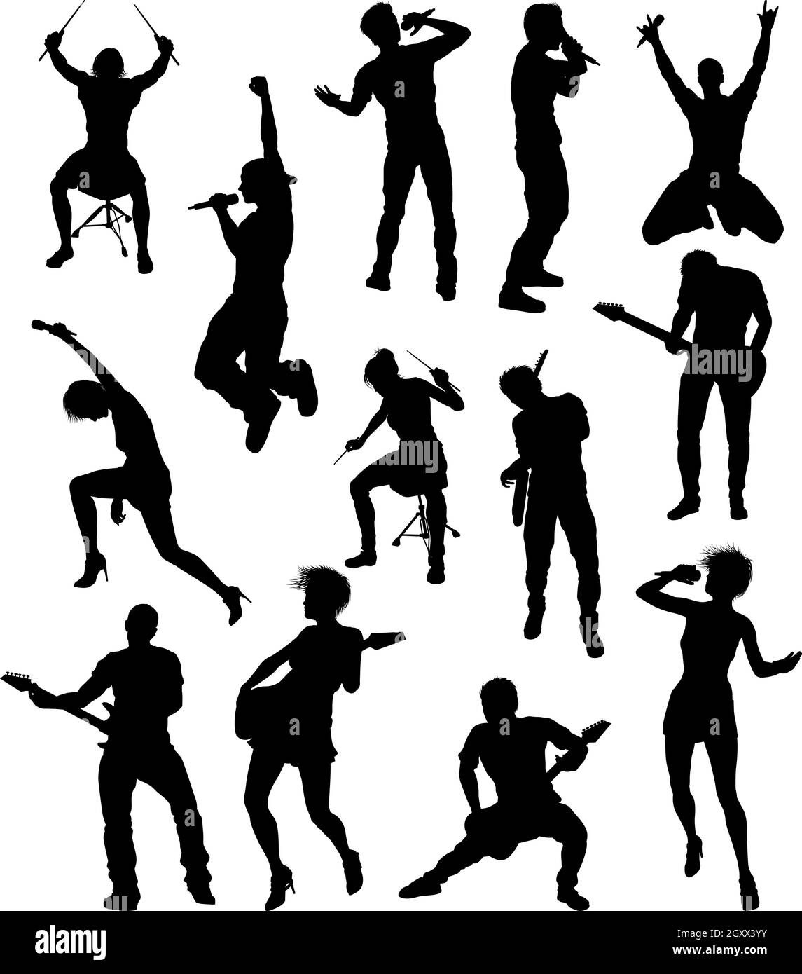 Girl Rock Band Silhouette