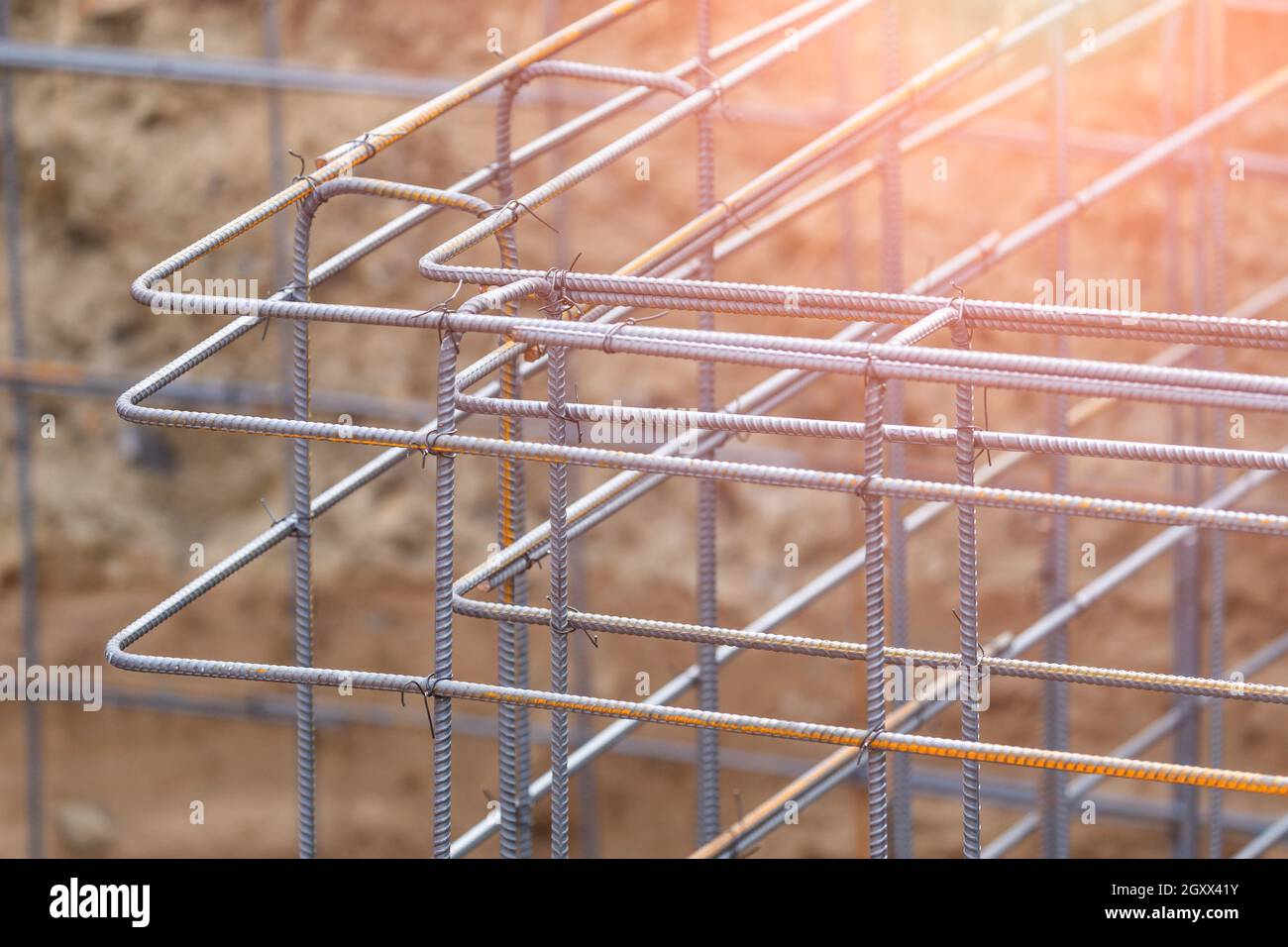 New Steel Rebar Framing Abstract At Construction Site Stock Photo - Alamy