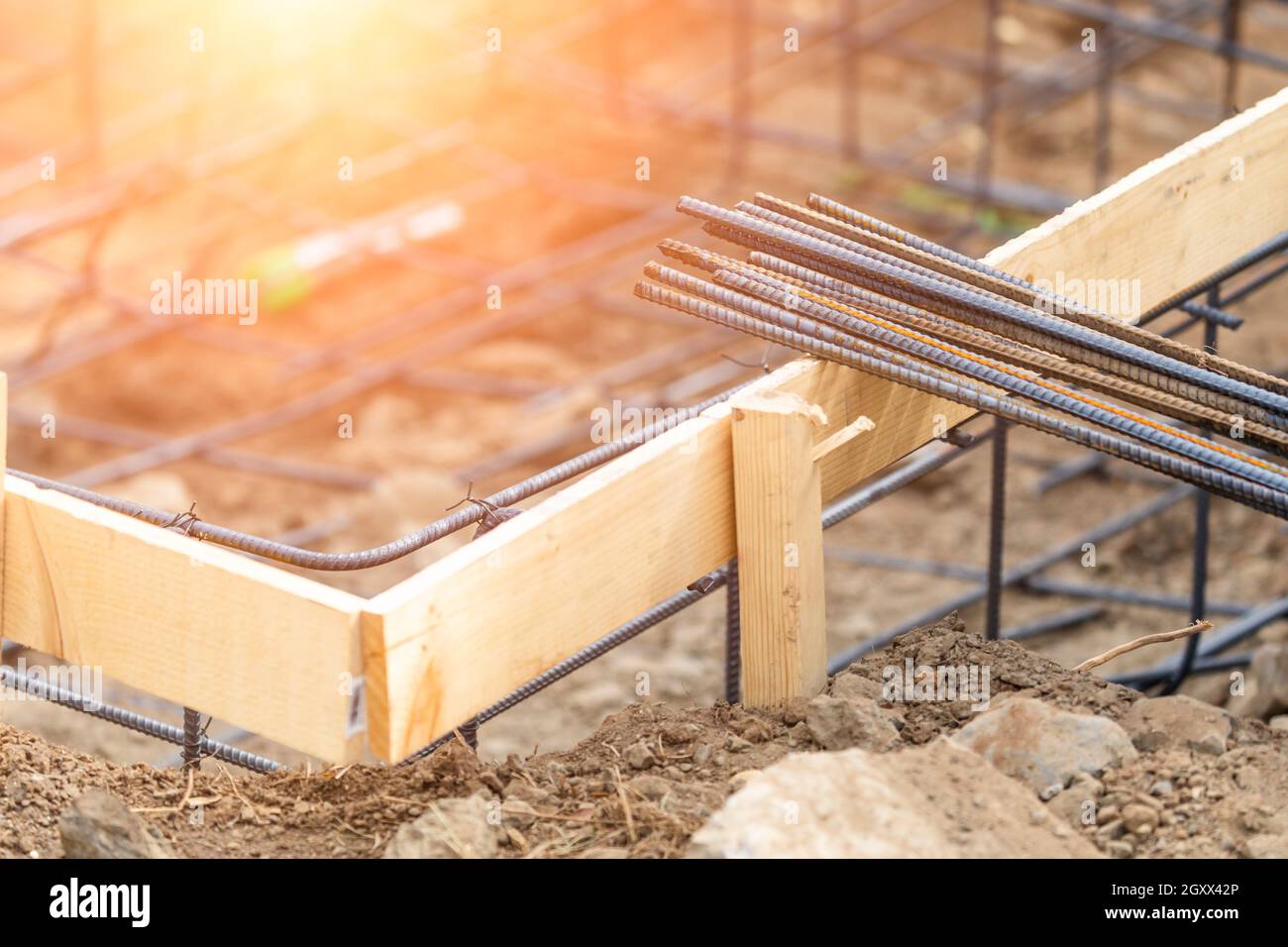 New Steel Rebar Framing Abstract At Construction Site Stock Photo - Alamy