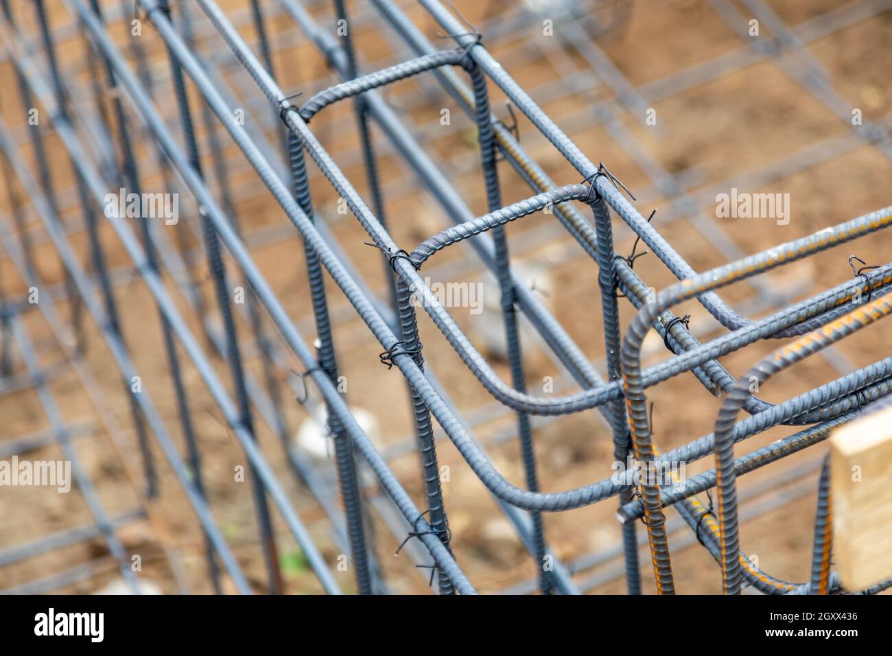 New Steel Rebar Framing Abstract At Construction Site Stock Photo - Alamy