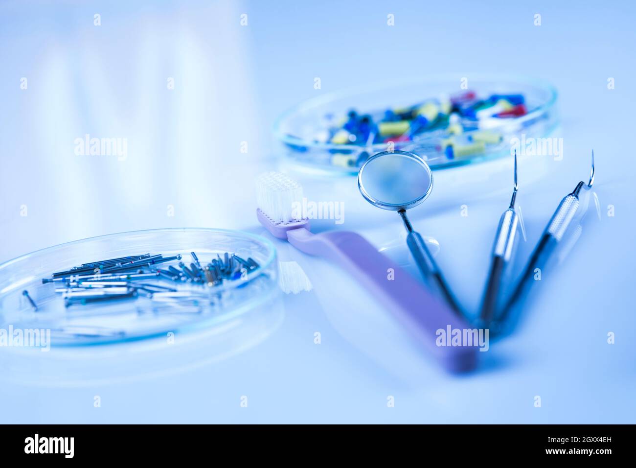 Set of metal medical equipment tools for teeth dental Stock Photo - Alamy