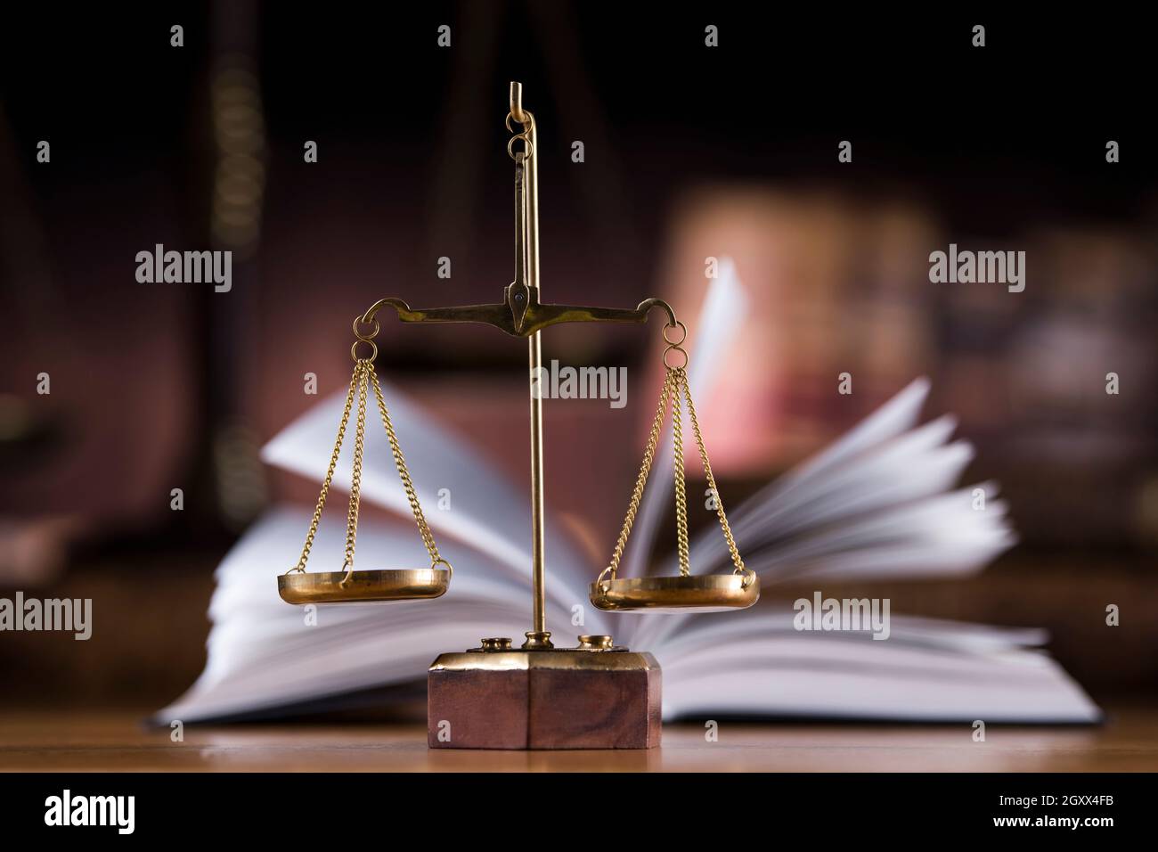 Scales, books of justice concept Stock Photo - Alamy