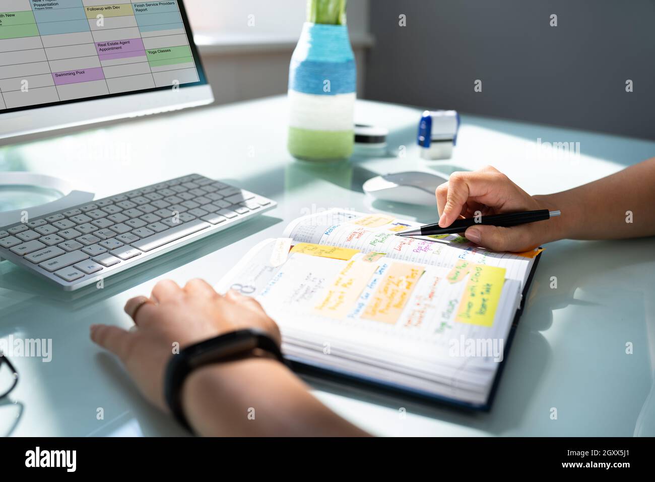 Looking At Calendar Schedule And Agenda In Appointment Organizer Stock ...