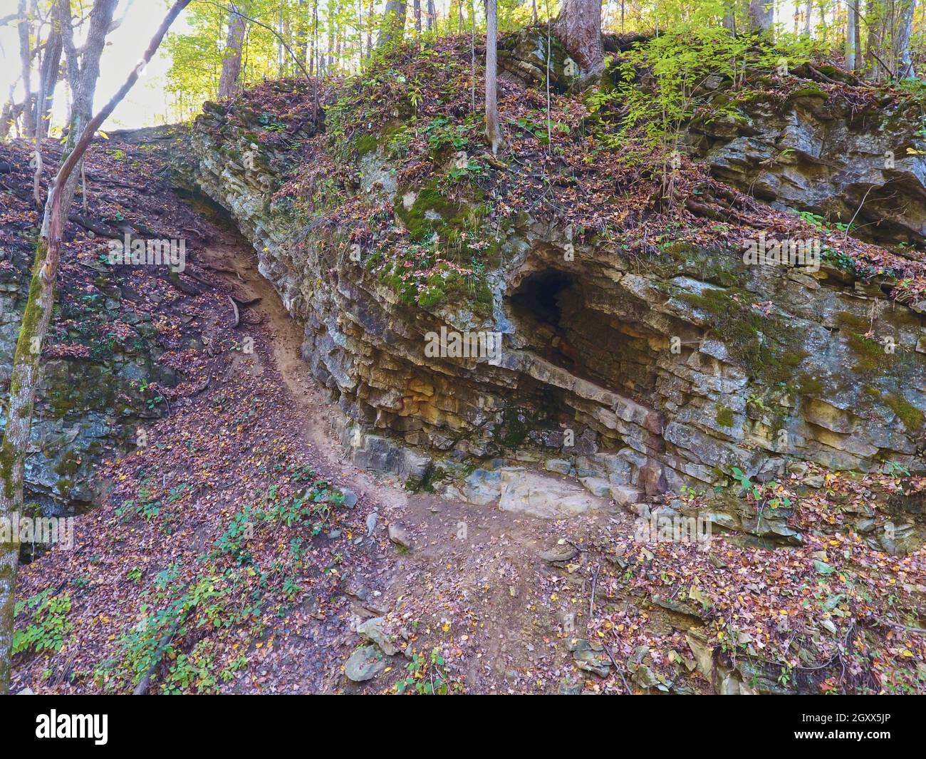 Walking path trail small down steep cliff edge Stock Photo - Alamy