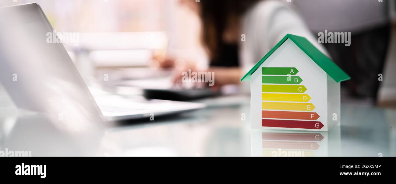 Energy Efficient House House Audit And Rate Label Stock Photo - Alamy