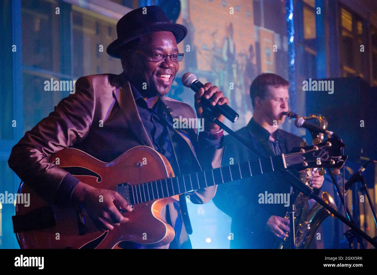 South African jazz guitarist Jimmy Dludlu performing in Cape Town ...