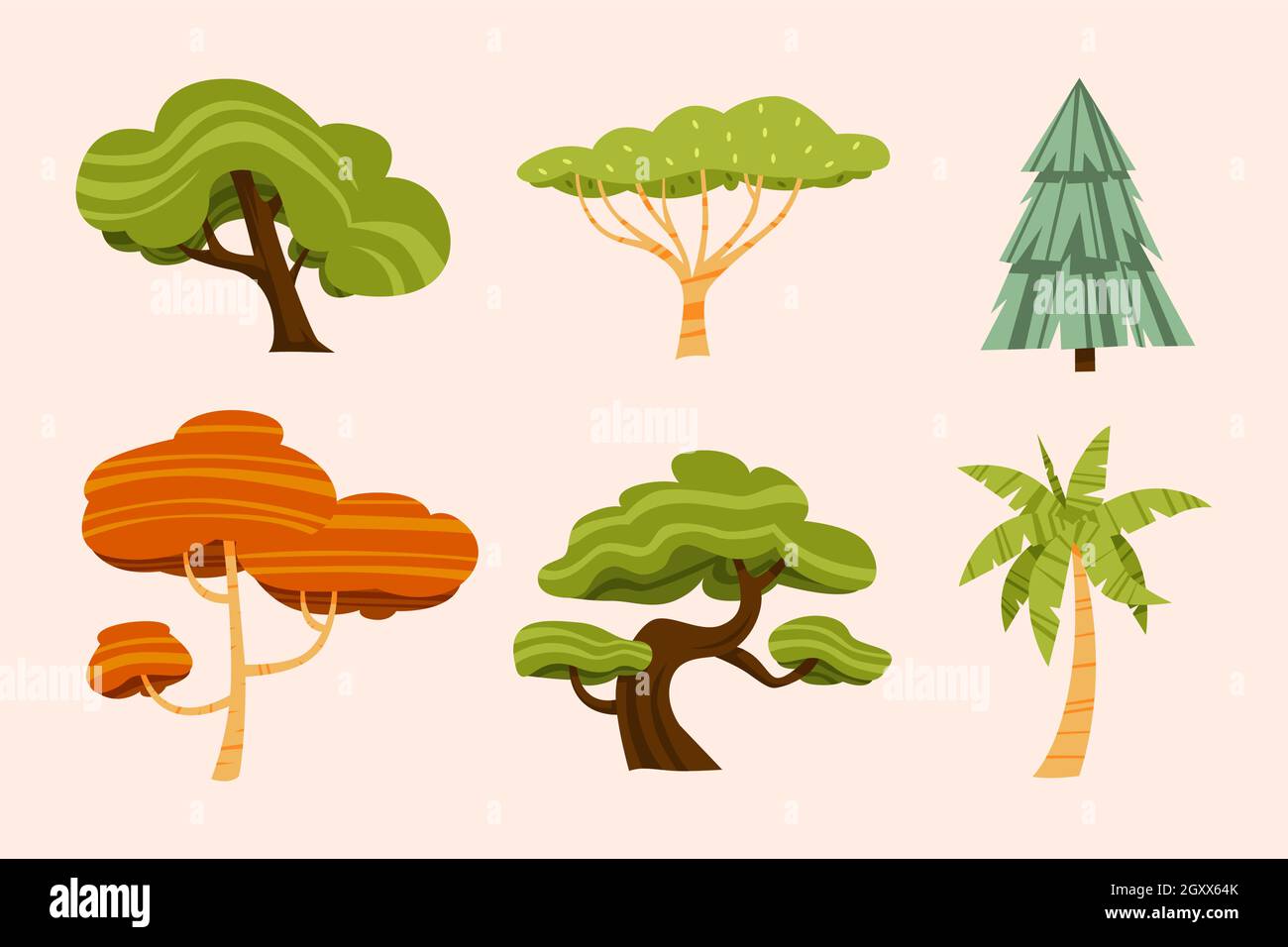 Hand drawn type of trees set Vector illustration Stock Vector Image ...