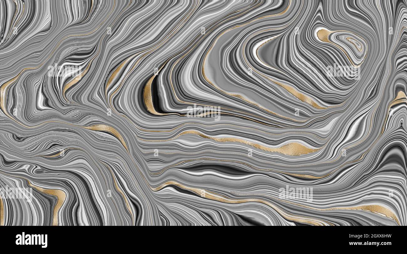 Abstract Agate Background. Grey Agate stone texture with gold. Fluid ...